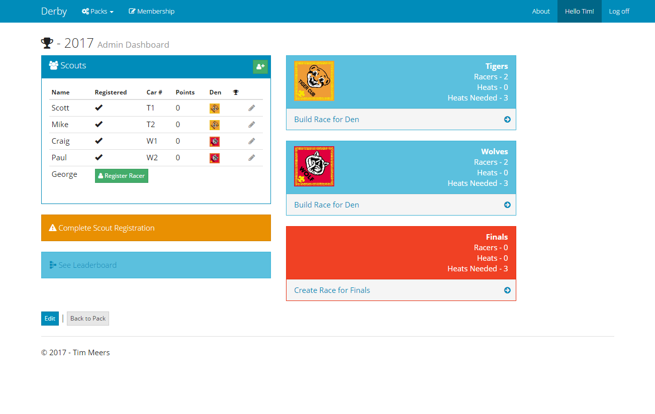 GitHub - tmeers/Derby: A community tool for managing Pinewood Derby competitions