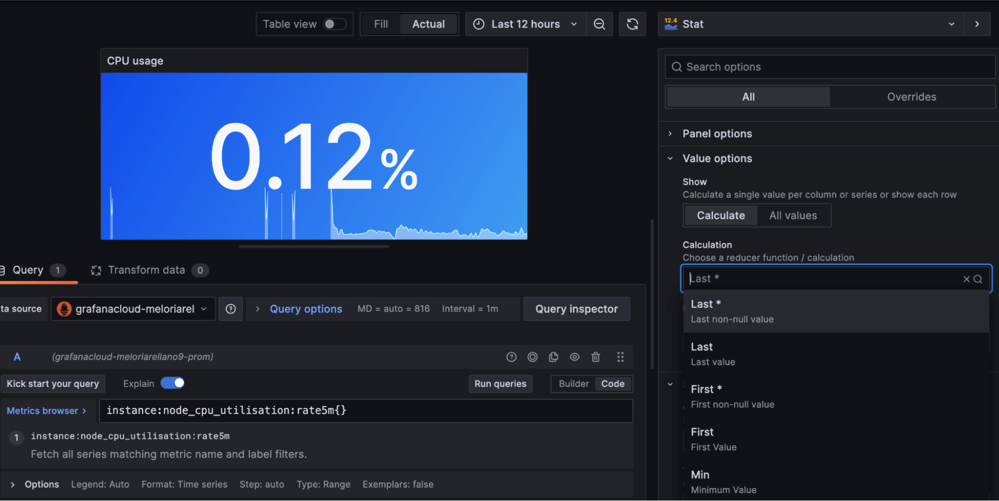 How to easily retrieve values from a range in Grafana using a stat ...