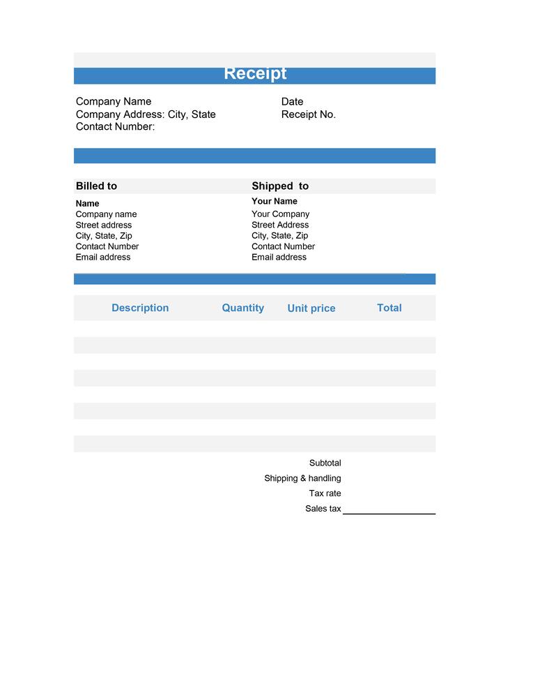 Excel Receipt Template