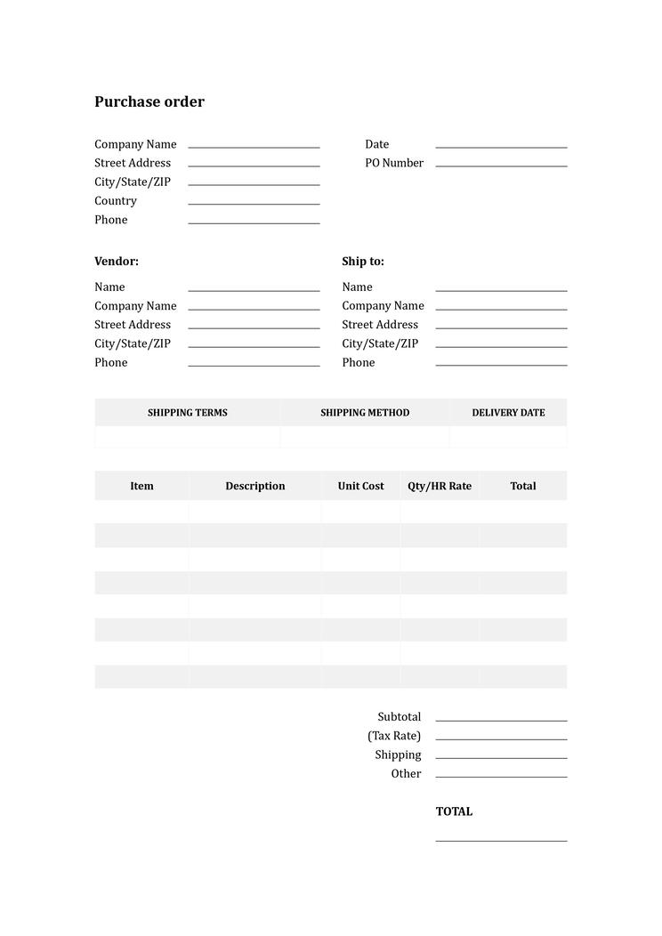 Purchase Order Sample