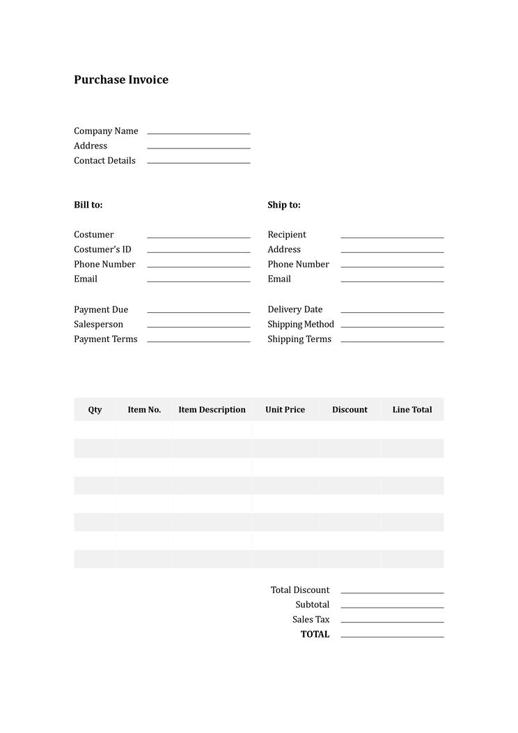 Purchase Invoice Template