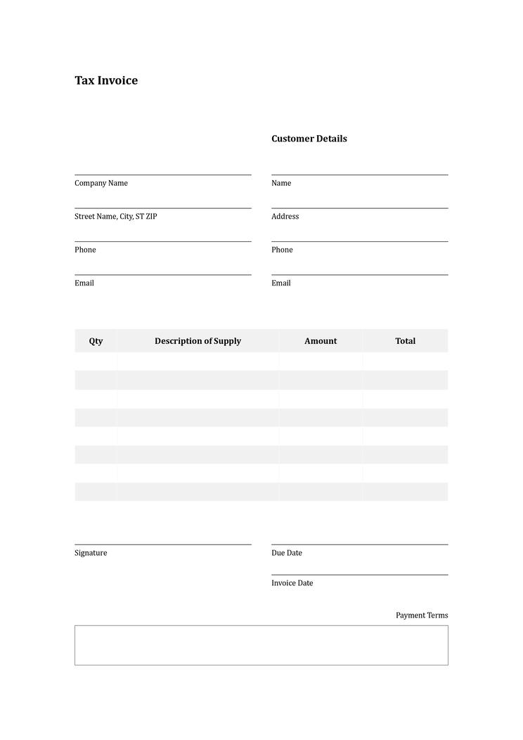 Tax Invoice Template | Free to Use
