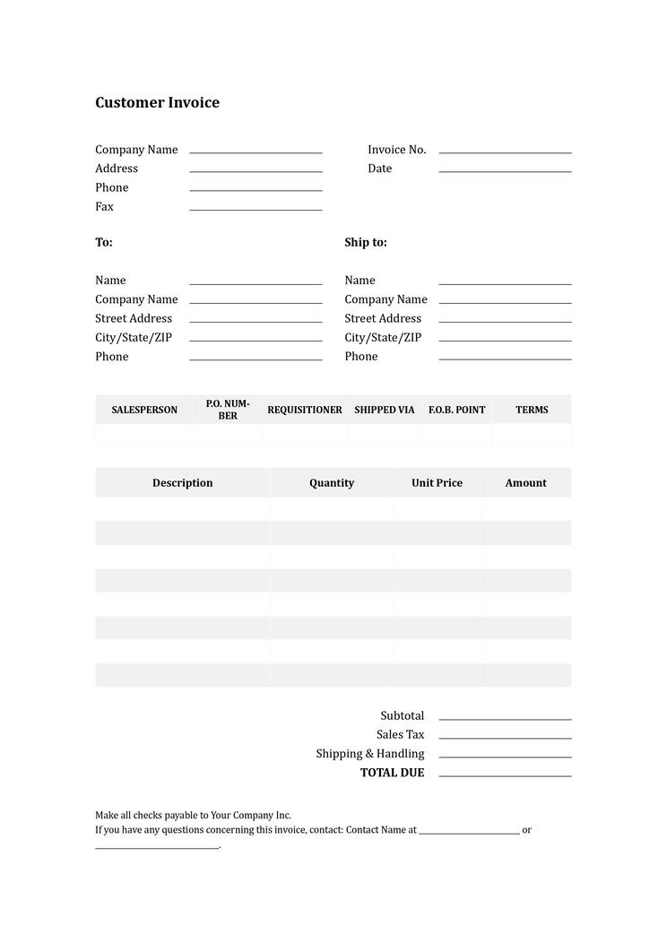 Customer Invoice Template