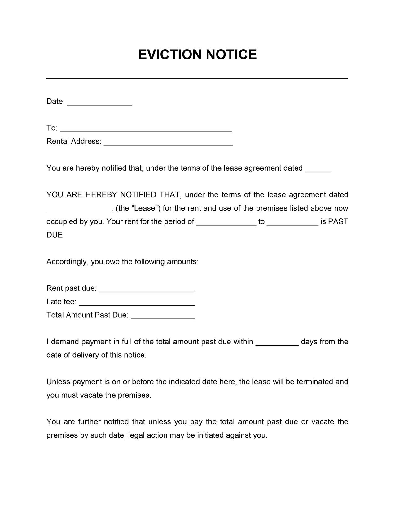 California Eviction Notice Template
