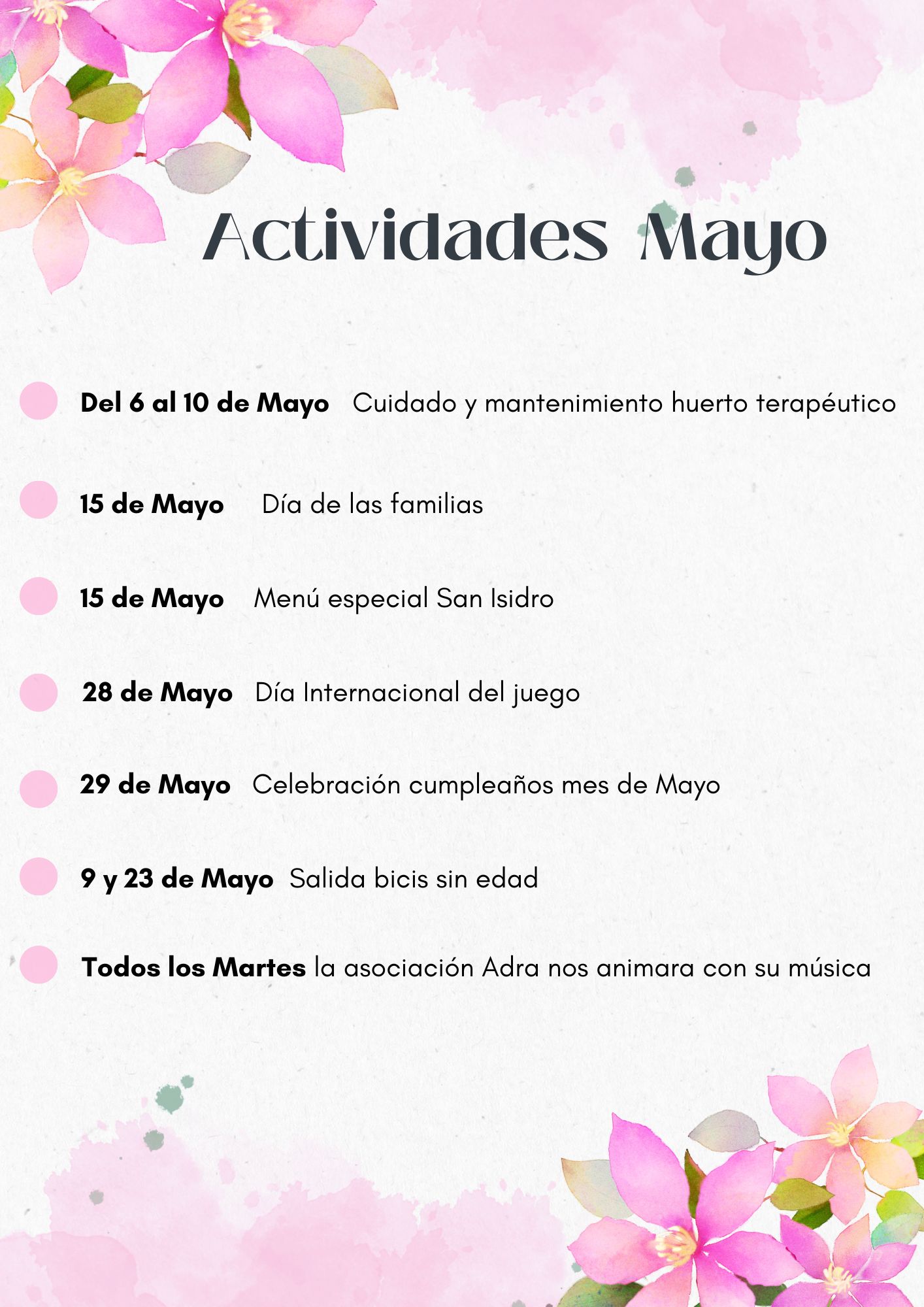 Actividades mes de MAYO