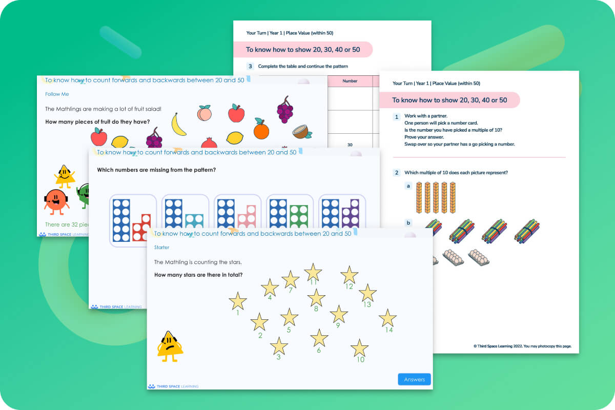 Ready-To-Go Lessons V3 Place Value Within 50 Year 1 | Maths Hub | Third ...