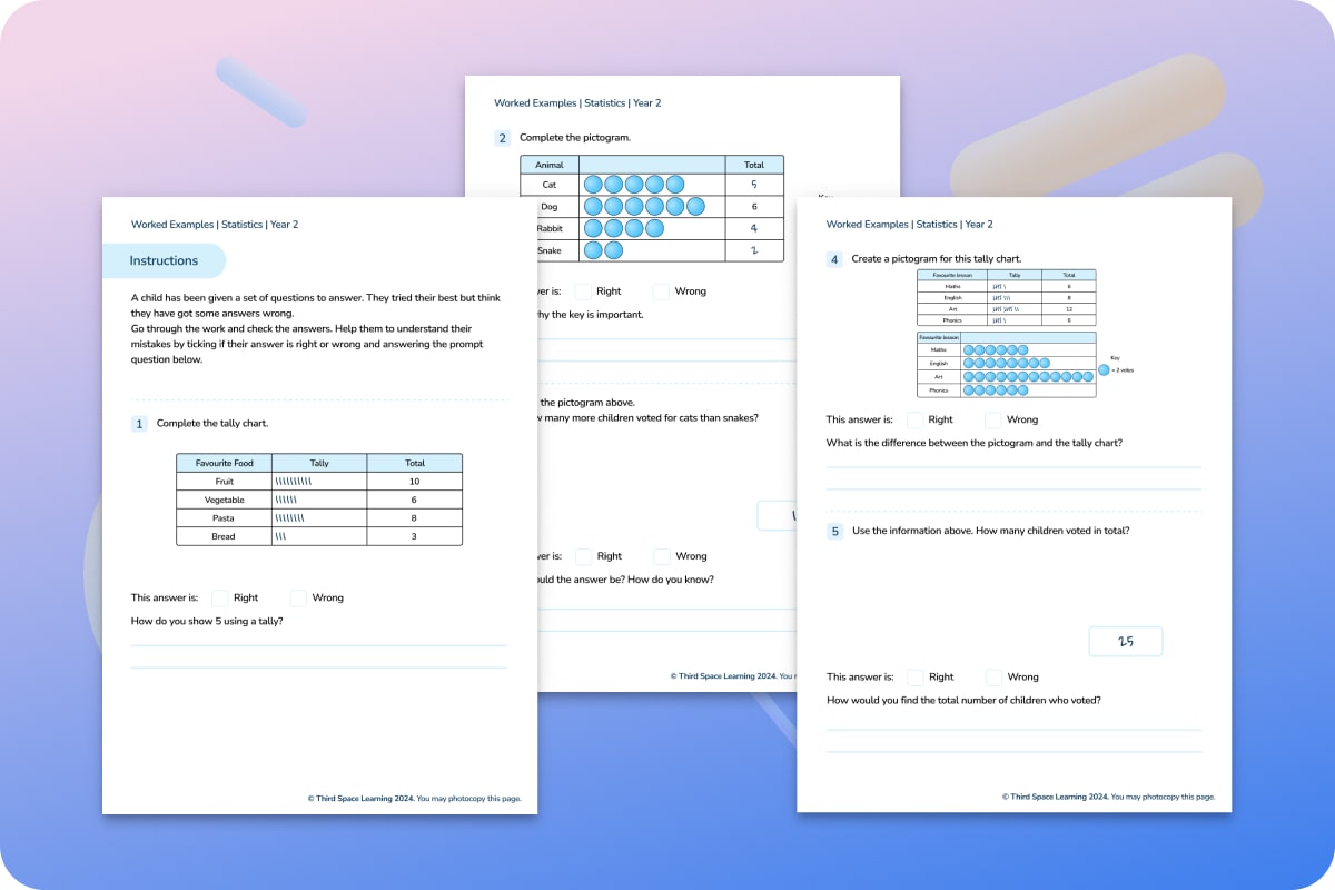Year 2 Worked Examples Statistics | Maths Hub | Third Space Learning