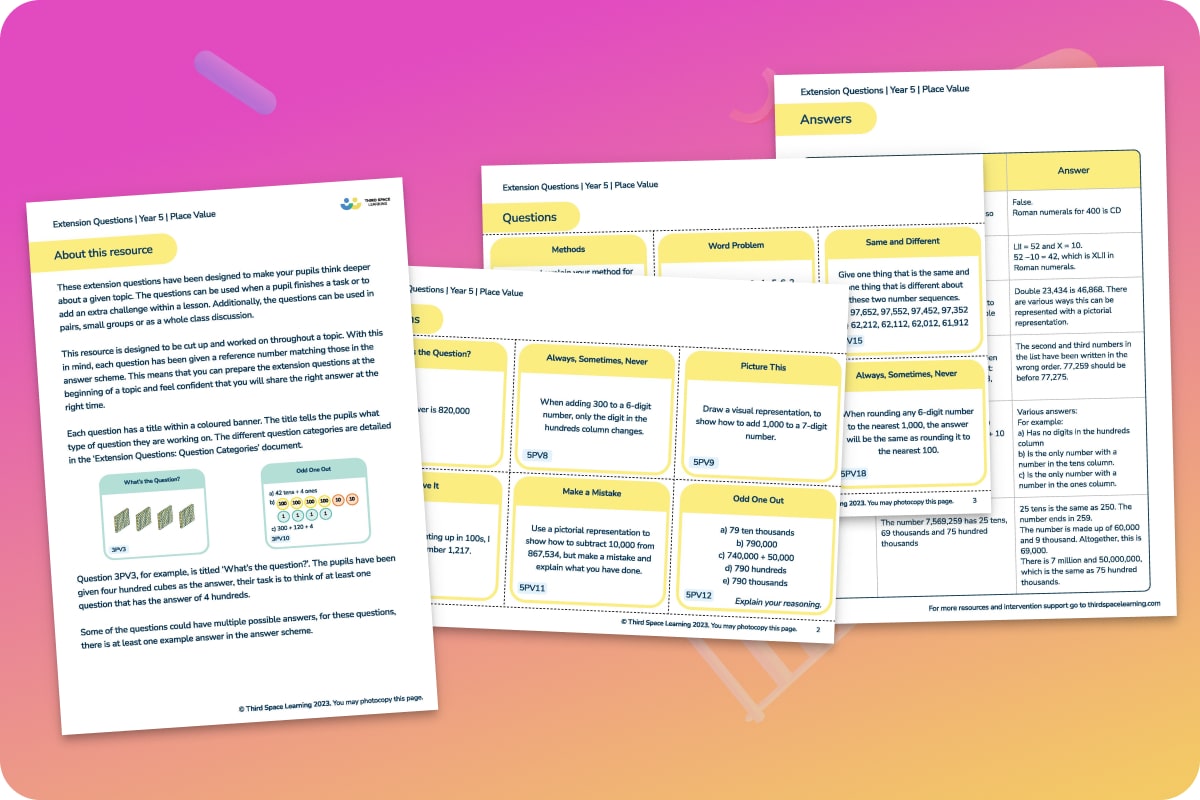 Extension Questions | Place Value | Year 5