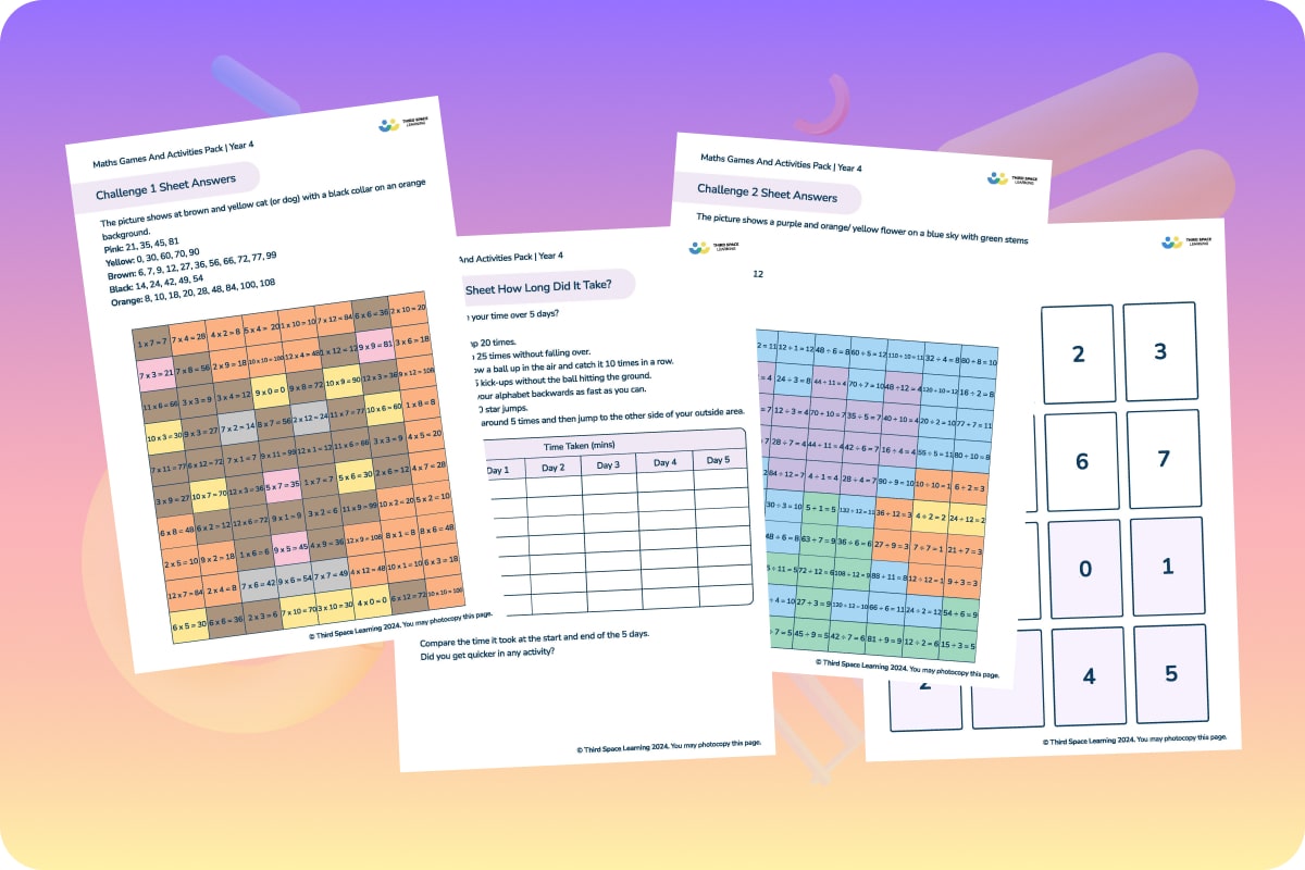 Year 4 Maths Games And Activities Pack | Maths Hub | Third Space Learning