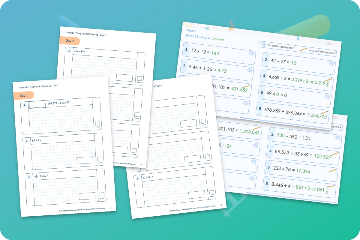Fluent In Five Arithmetic Pack | Weeks 19 to 24 | Year 6