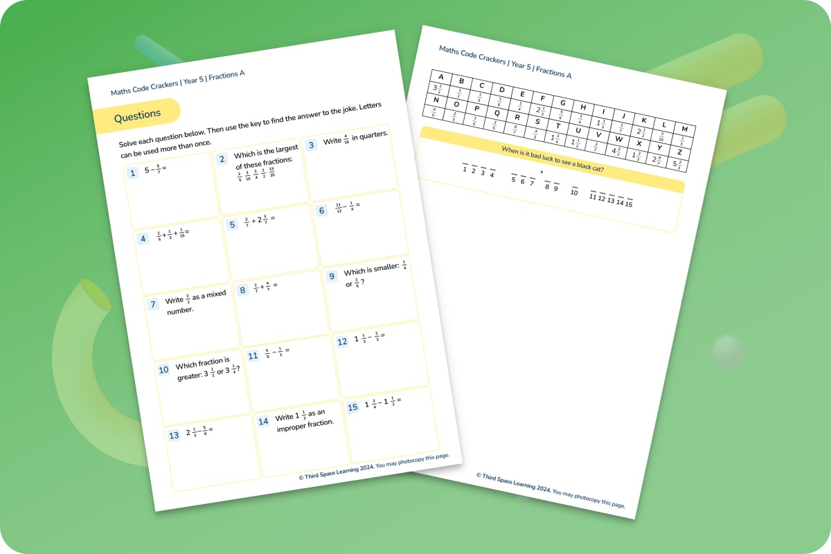 Maths Code Crackers Pack | Fractions A | Year 5