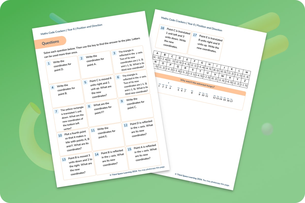Maths Code Crackers Pack Position And Direction Year 6