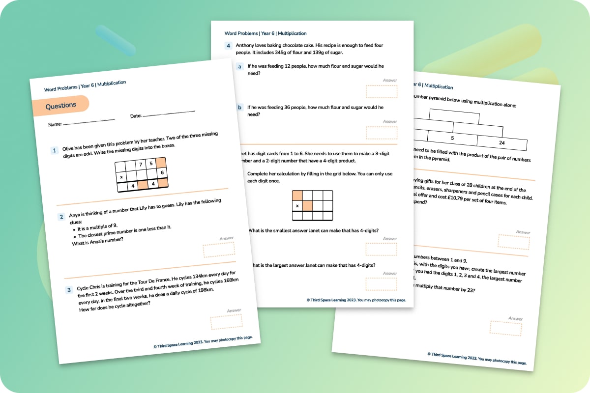 Word Problems | Multiplication | Year 6
