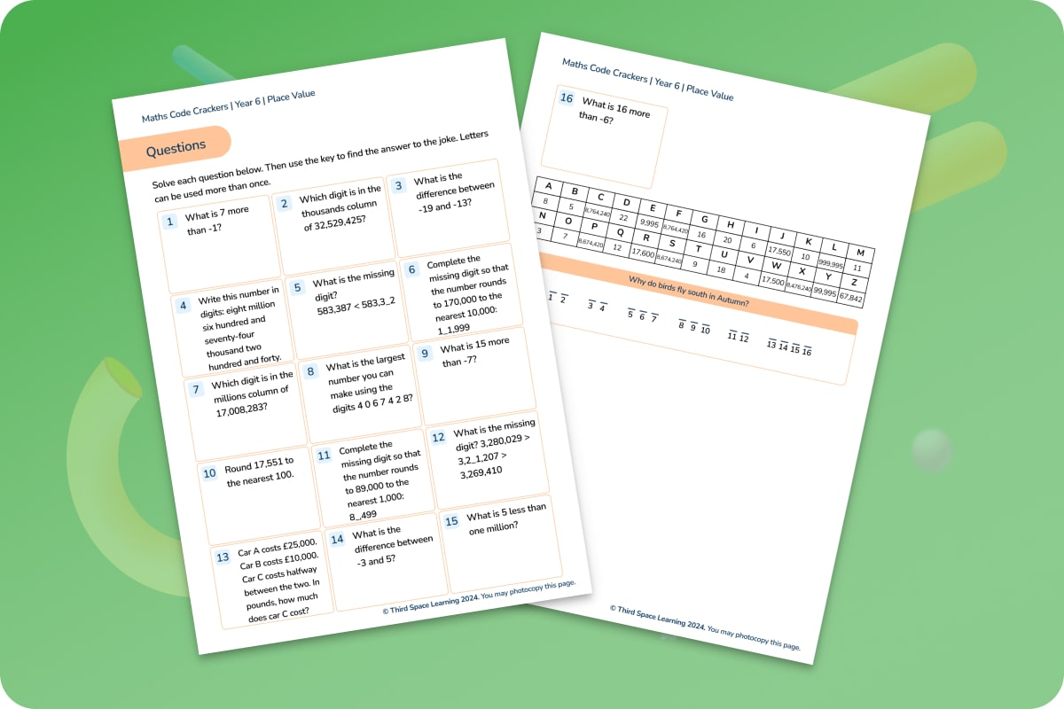 Maths Code Crackers Year 6 Place Value | Maths Hub | Third Space Learning