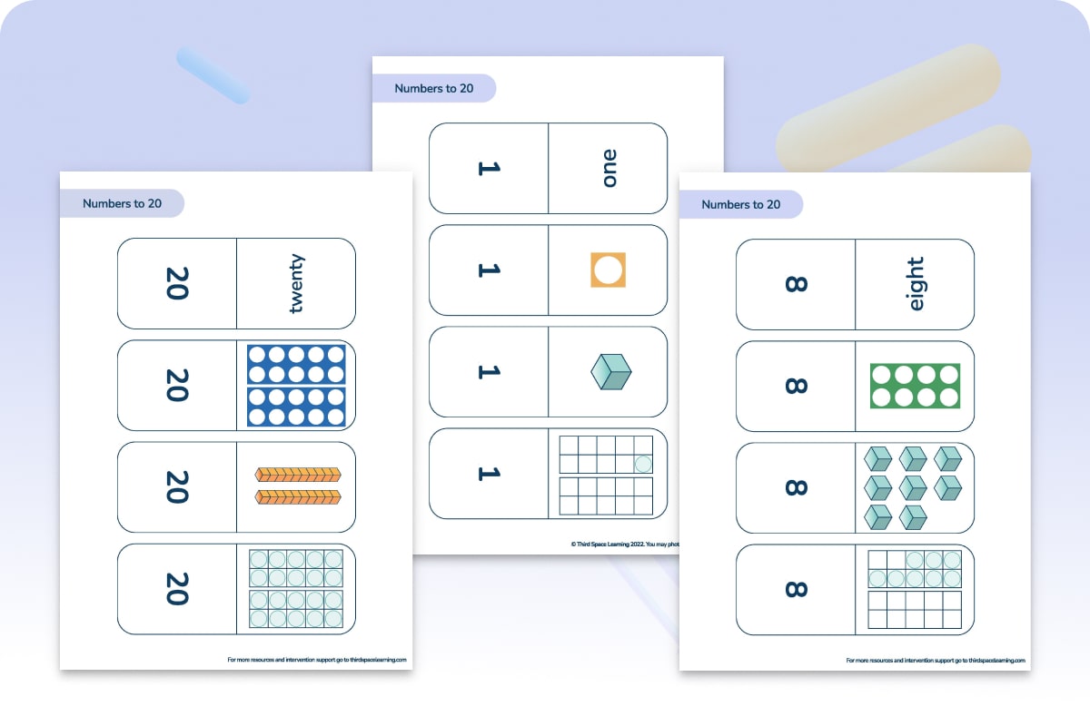 Maths Memory Cards Numbers To 20 | Maths Hub | Third Space Learning