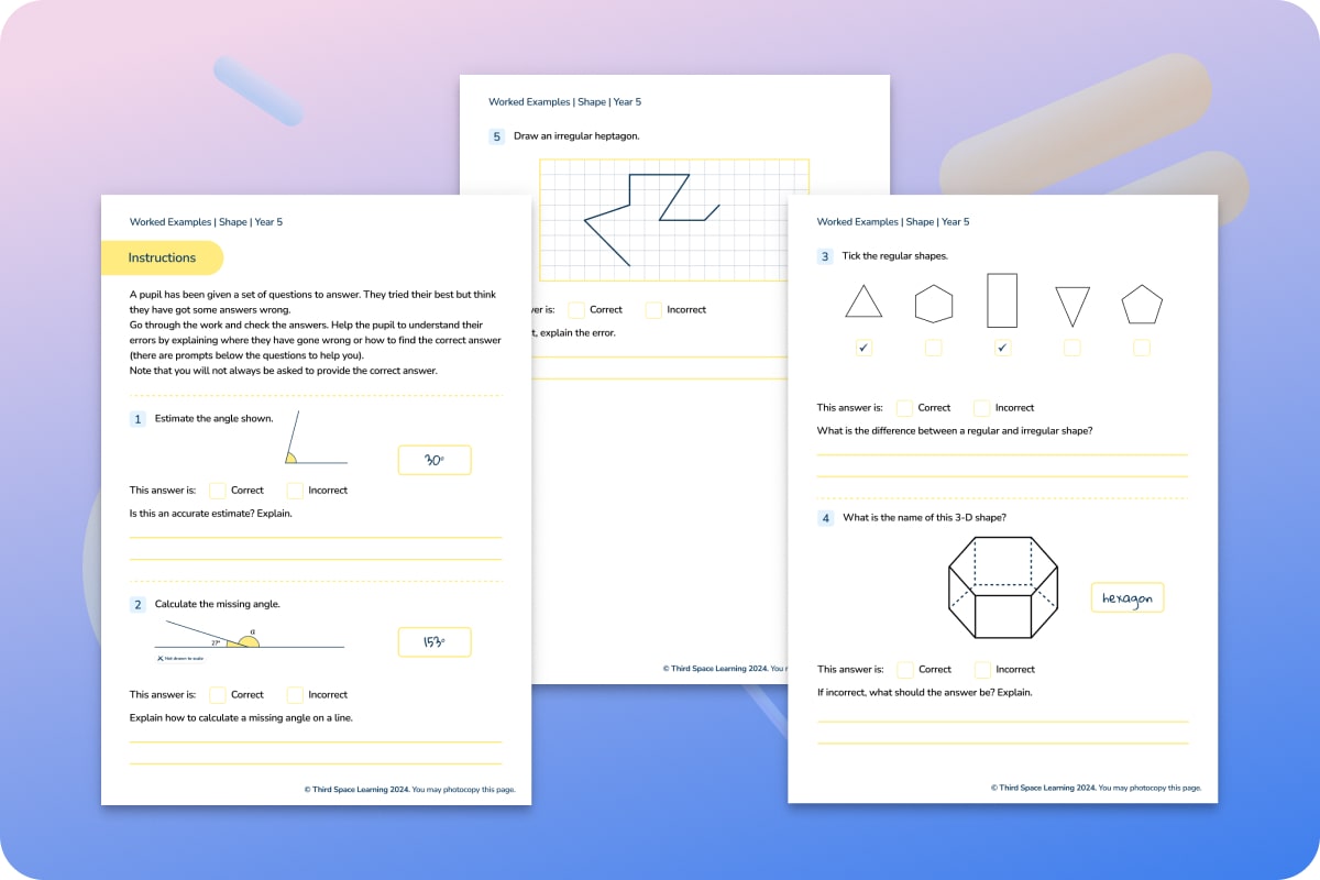 Year 5 Worked Examples Properties Of Shape | Maths Hub | Third Space ...