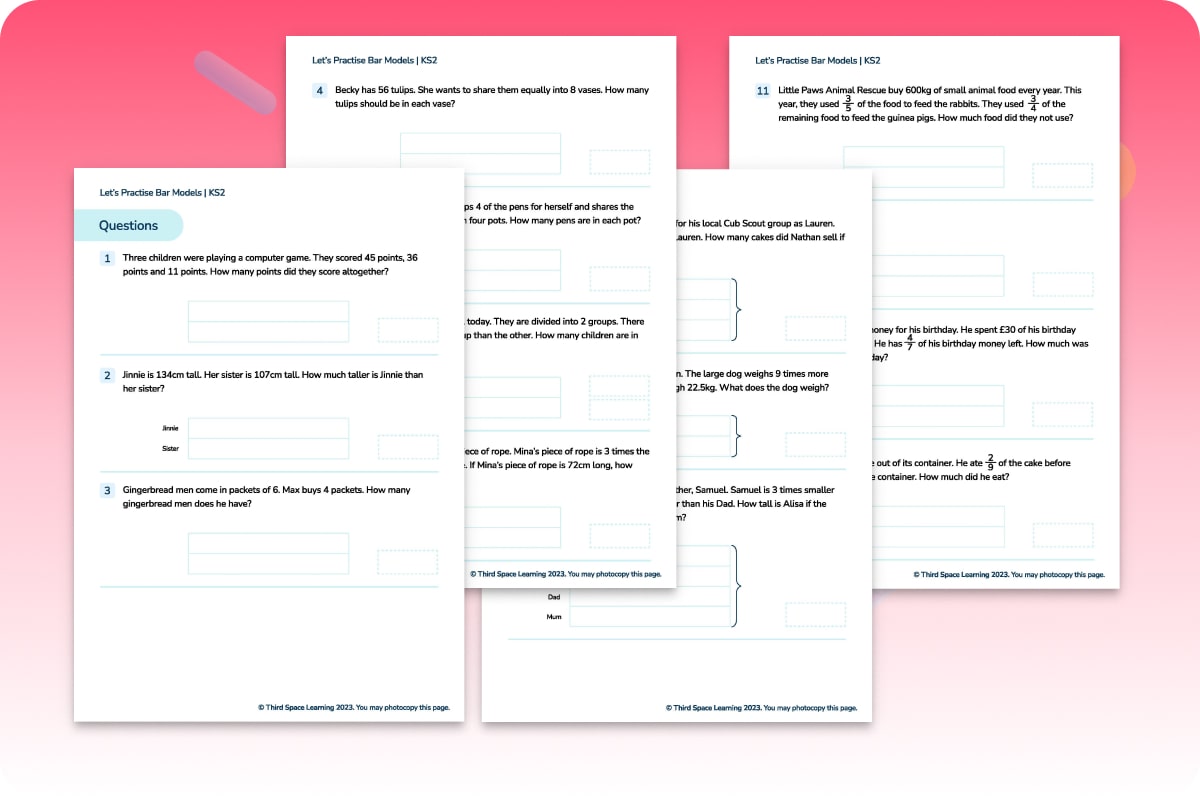 Bar Model Worksheets Fraction Increase And Decrease Worksheet | Fun