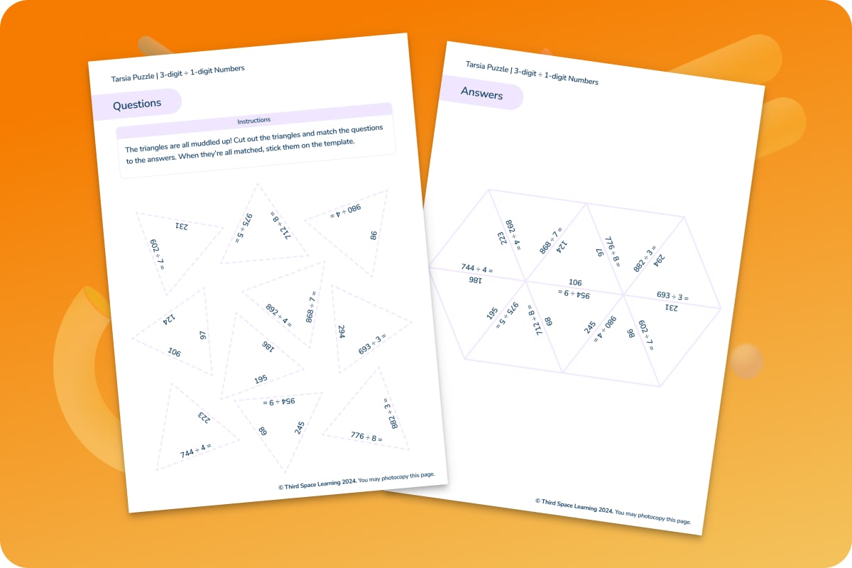 Tarsia Puzzle 3-Digit Divide By 1-Digit Numbers Year 4 | Maths Hub ...