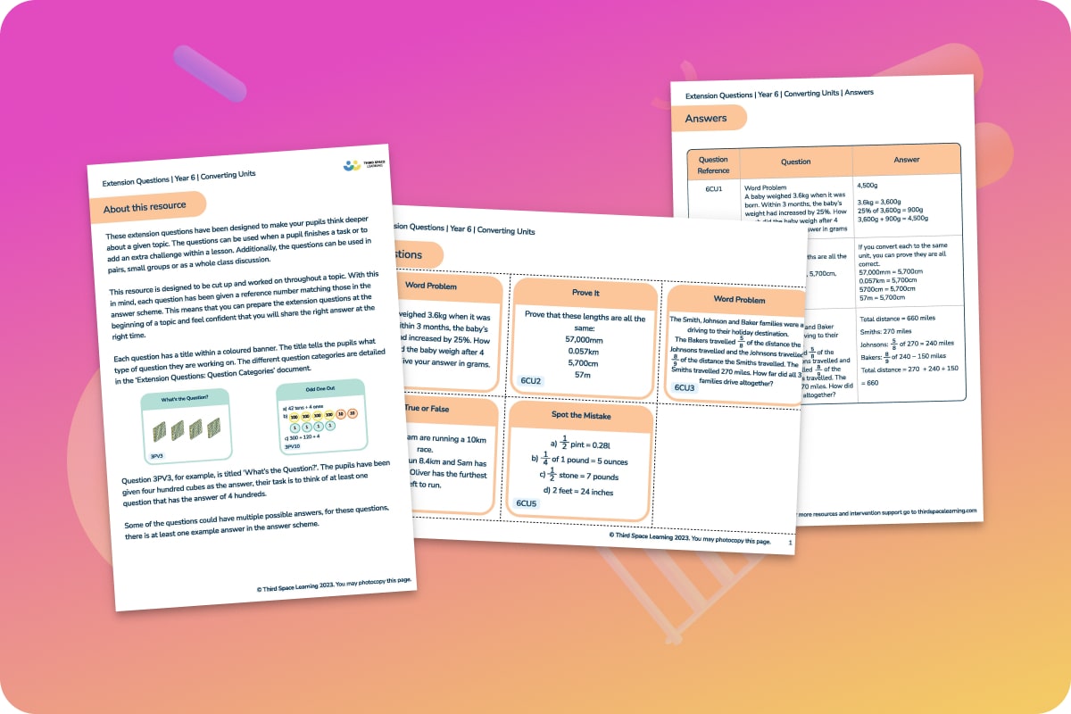 Extension Questions | Converting Units | Year 6