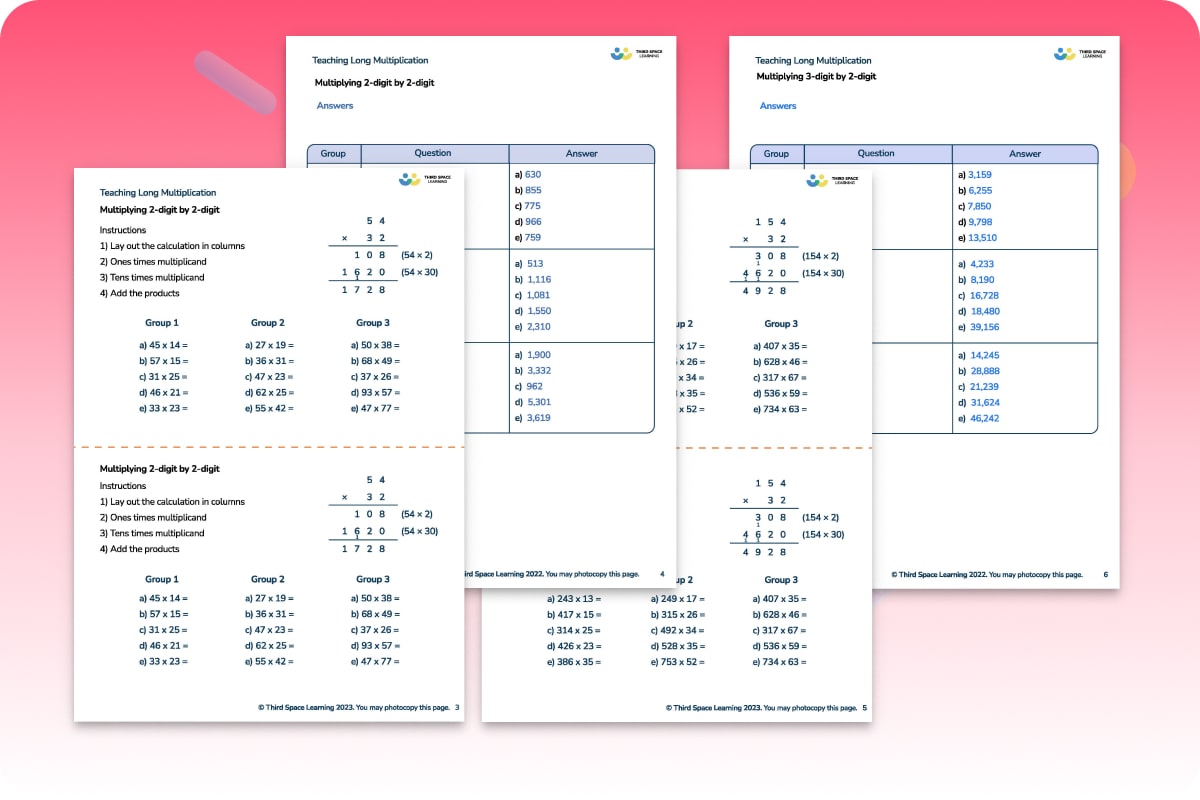 Long Multiplication Worksheets