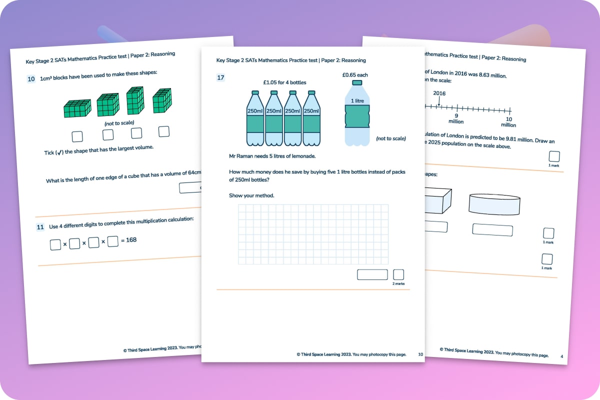 KS2 Maths SATs Practice Papers Pack 2 | Maths Hub | Third Space Learning