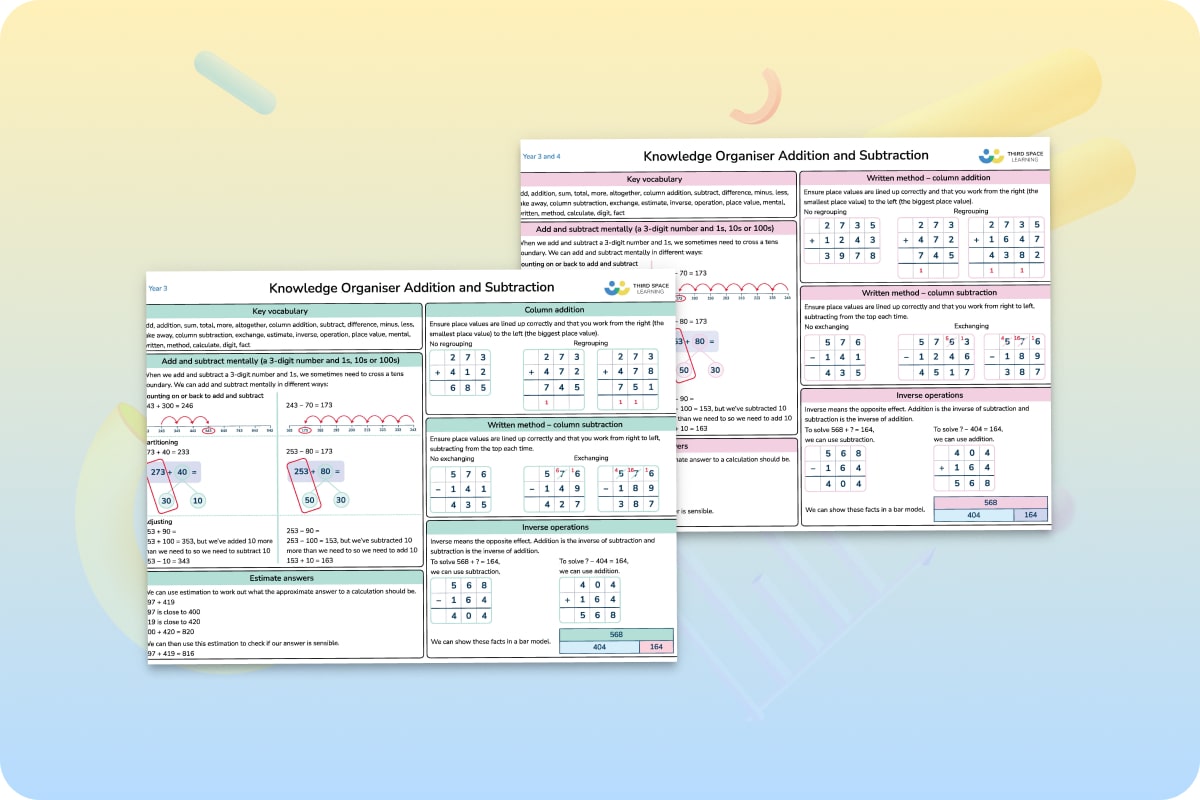 Knowledge Organiser Addition And Subtraction Year 3 | Maths Hub | Third ...