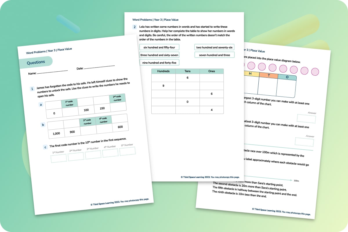 Word Problems Year 3 Place Value | Maths Hub | Third Space Learning