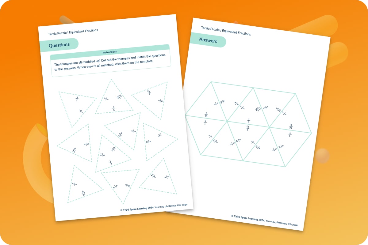 Tarsia Puzzle Equivalent Fractions Year 3 | Maths Hub | Third Space ...