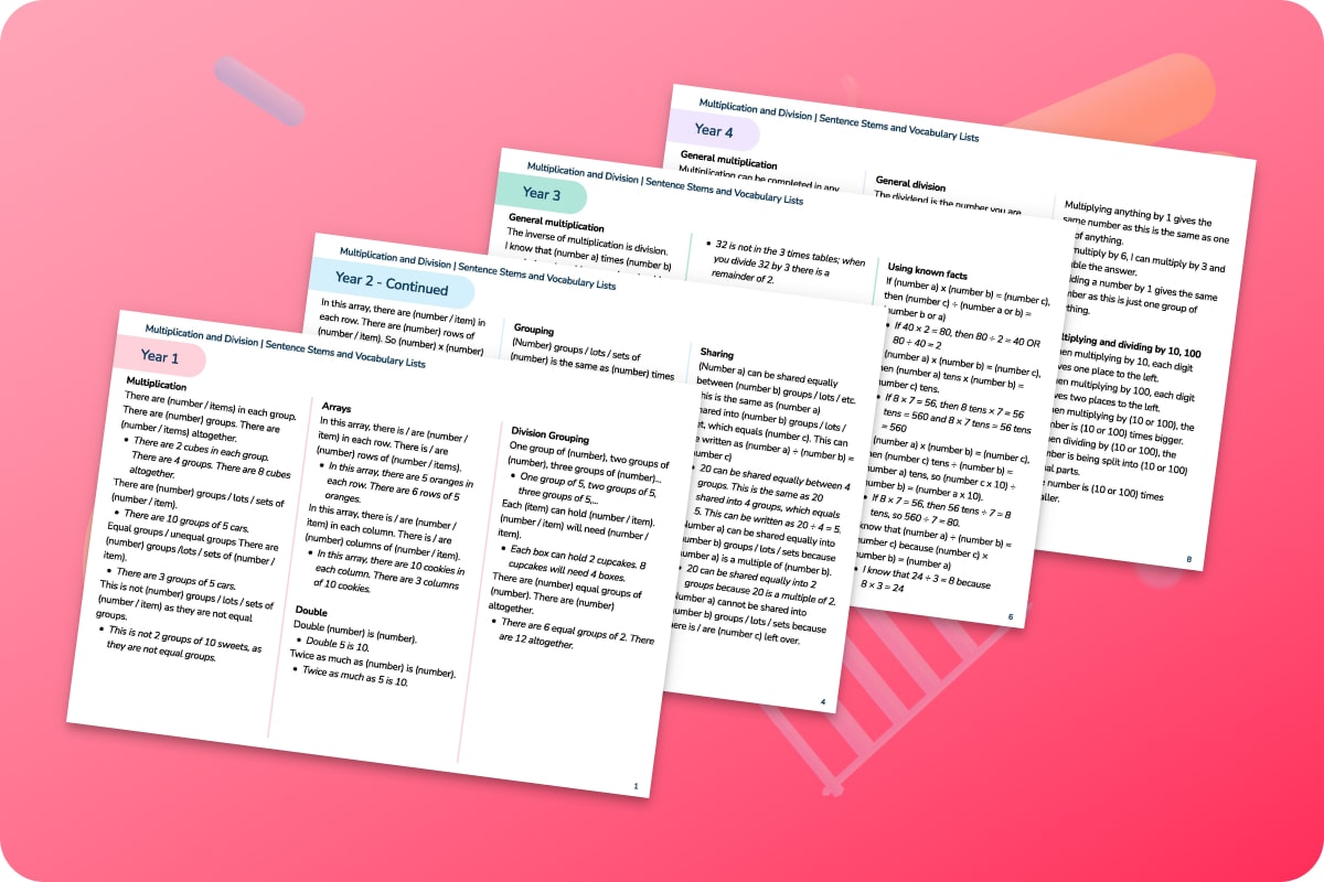 Multiplication And Division Sentence Stems And Vocabulary Lists | Maths ...