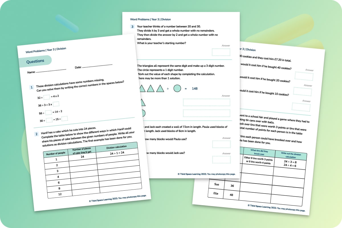 Division Word Problems Worksheet Mixed Word Problems — Using