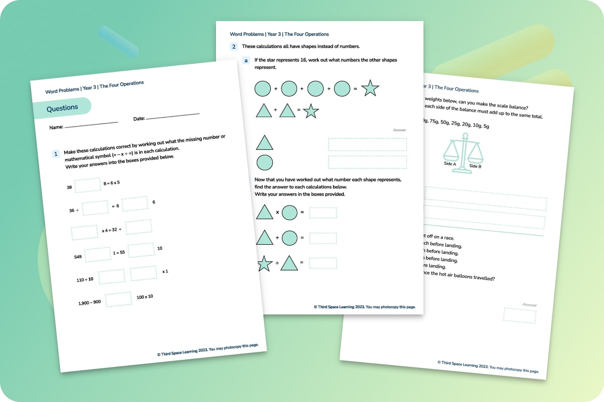 Word Problems Year 3 The Four Operations | Maths Hub | Third Space Learning