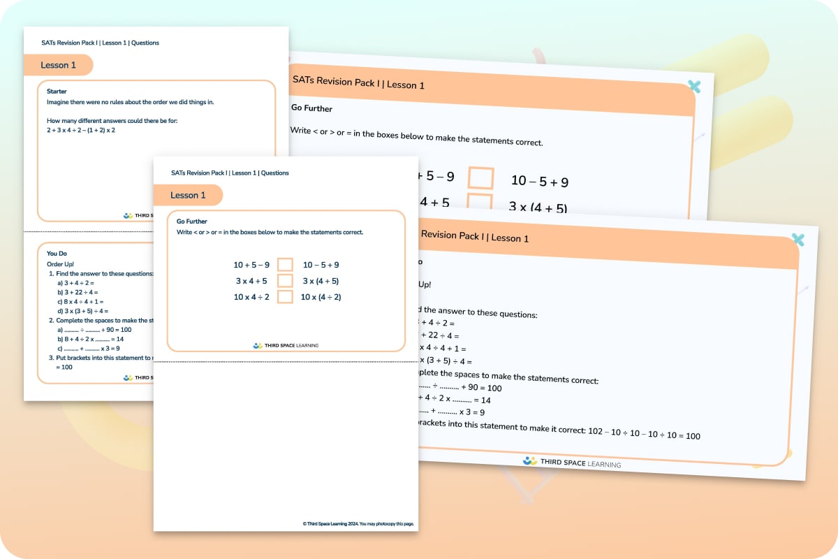 SATs Revision Pack I Order Of Operations | Maths Hub | Third Space Learning