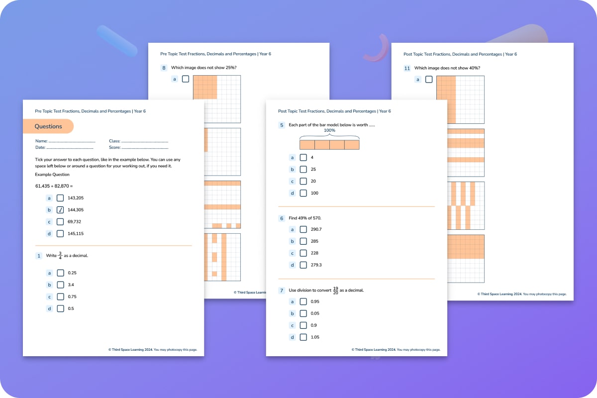 Diagnostic Assessment Fractions, Decimals And Percentages Year 6 ...