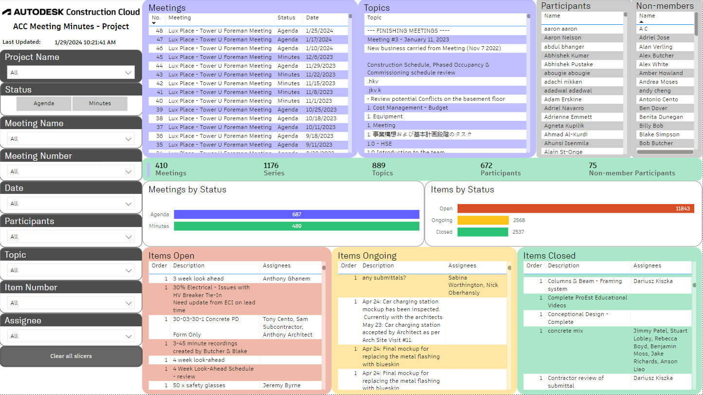Cannot filter meetings by keywords on ACC Build