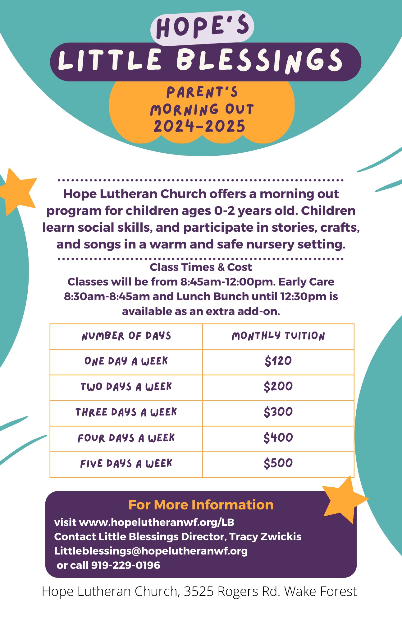 Little Blessings Parents Morning Out (Birth-2 years old) | Hope ...