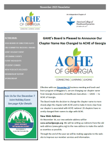 Georgia Association of Healthcare Executives - ACHE