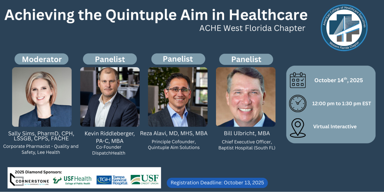 Achieving the Quintuple Aim in Healthcare - ACHE Western Florida Chapter