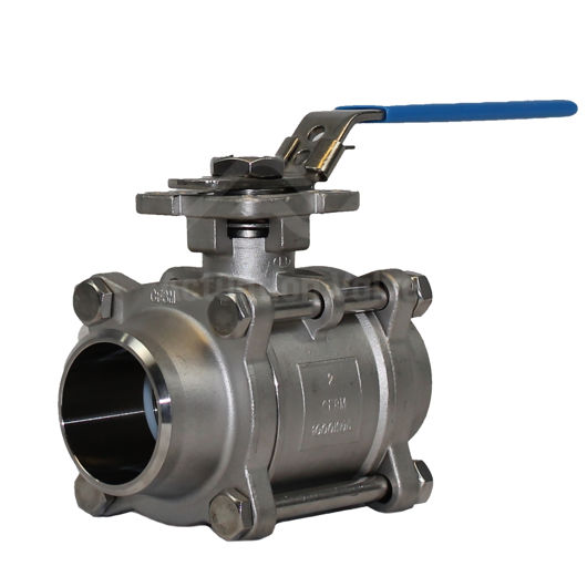 Welded 3PCE FB SS Lever Operated Ball Valves PTFE Wras Approved Seat