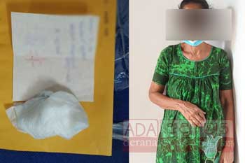 අයිස් සමග වයෝවෘද්ධ කාන්තාවක් අත්අඩංගුවට