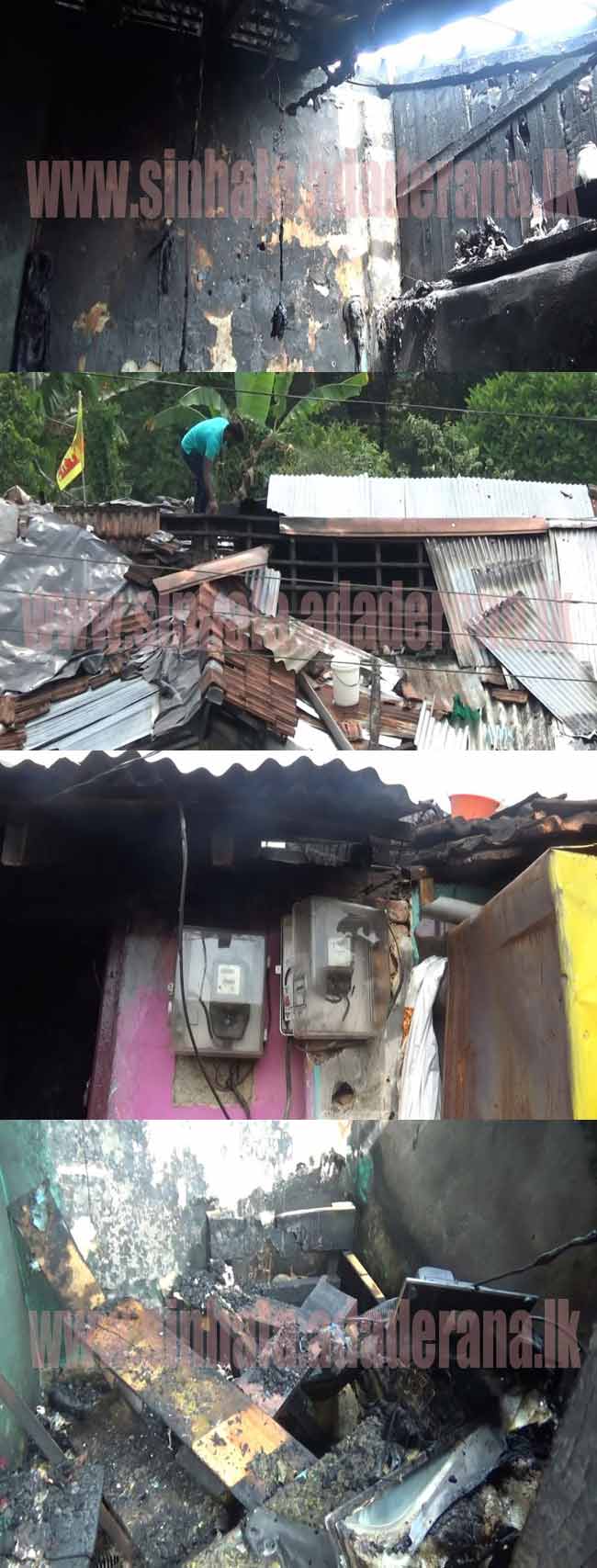 නාවලපිටිය නිවාස පෙළක ගින්නක් - නිවාස 2කට හානි (ඡායාරූප සහිතයි)