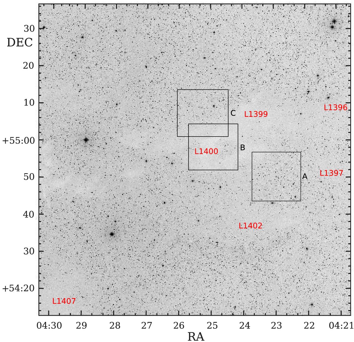 The dark cloud TGU H994 P1 (LDN 1399, LDN 1400, and LDN 1402 ...