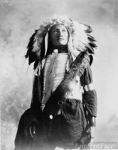 Sioux Indian in feather headdress Photo