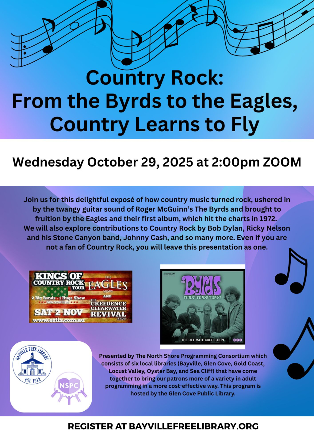 10/29/2025 | Country Rock: NSPC Virtual Program | Bayville Free Library