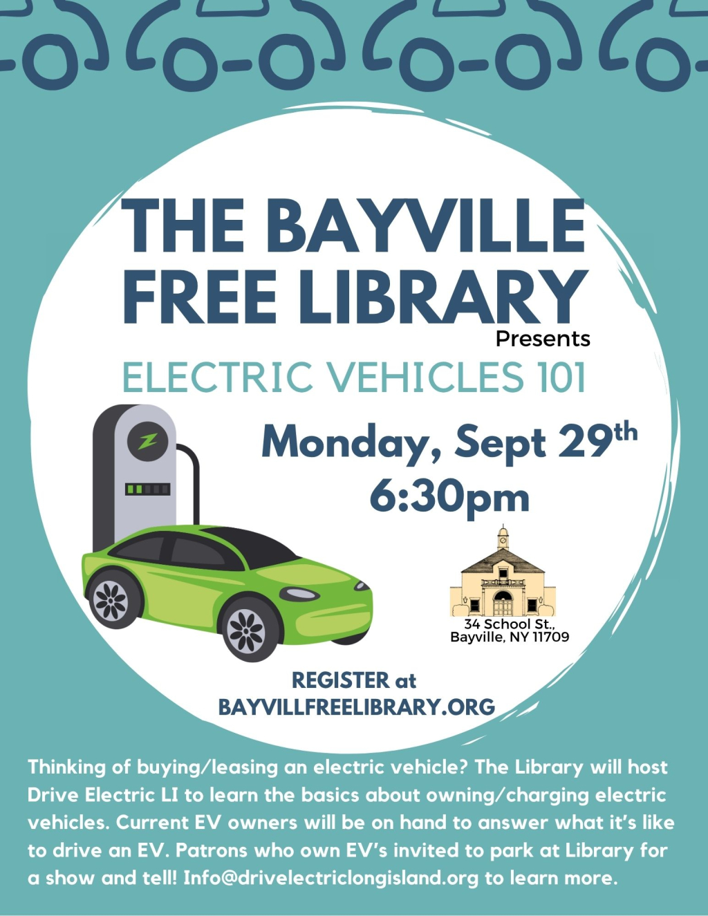 09/29/2025 | Learn about Driving Electric Vehicles! | Bayville Free Library