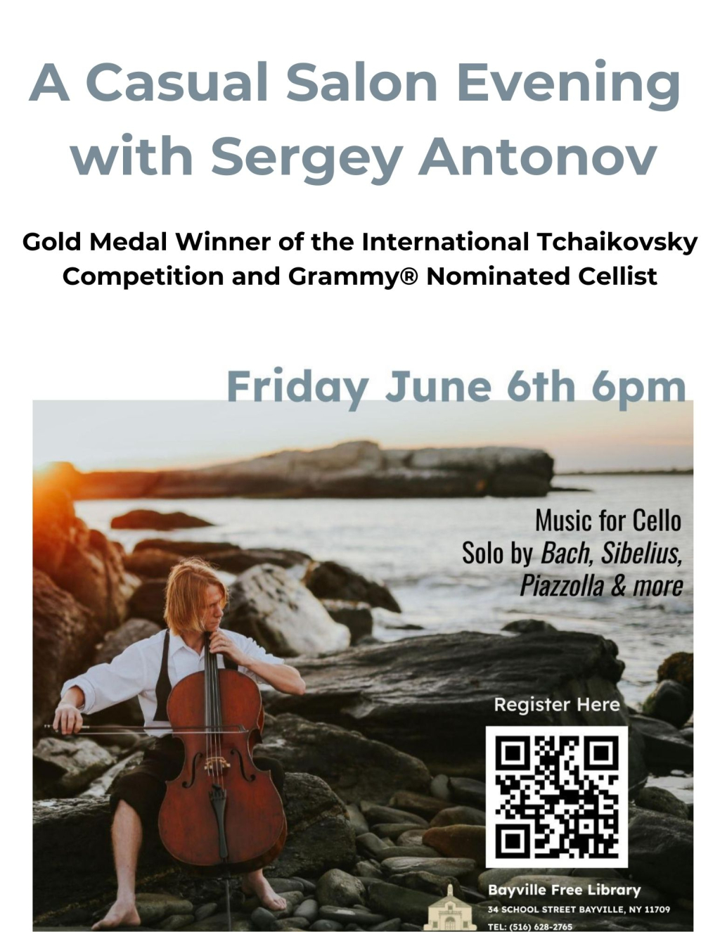 06/06/2025 | A Casual Salon Evening with Sergey Antonov - Grammy® Nominated Cellist! | Bayville ...