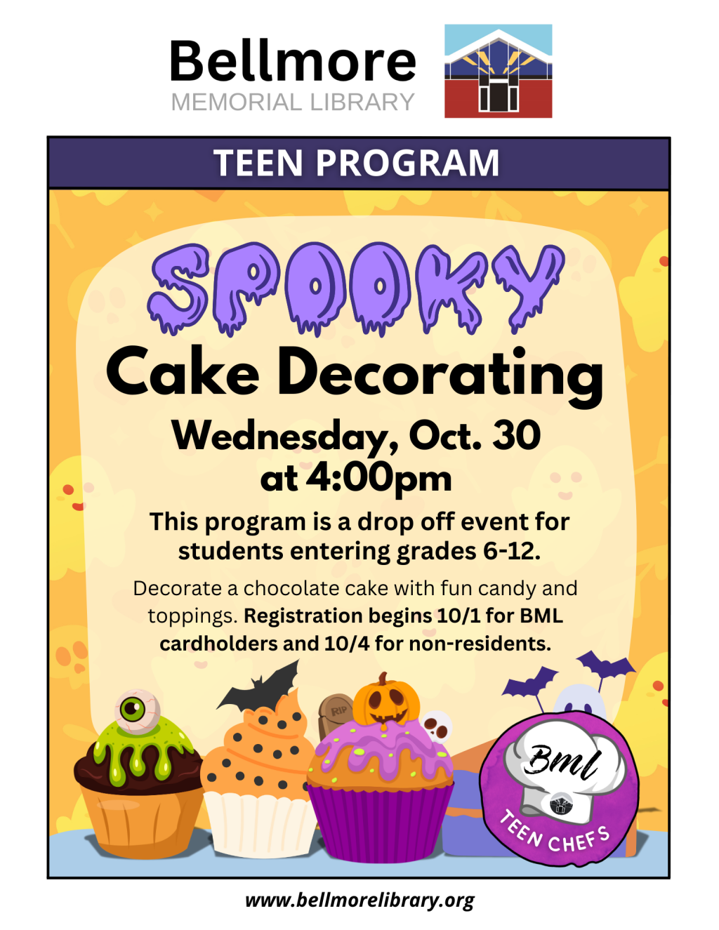 10/30/2024 | Spooky Cake Decorating | Bellmore Memorial Library