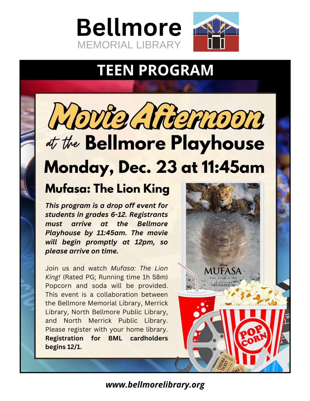 12/23/2024 | LIT Movie Afternoon - Mufasa: Lion King at Bellmore ...