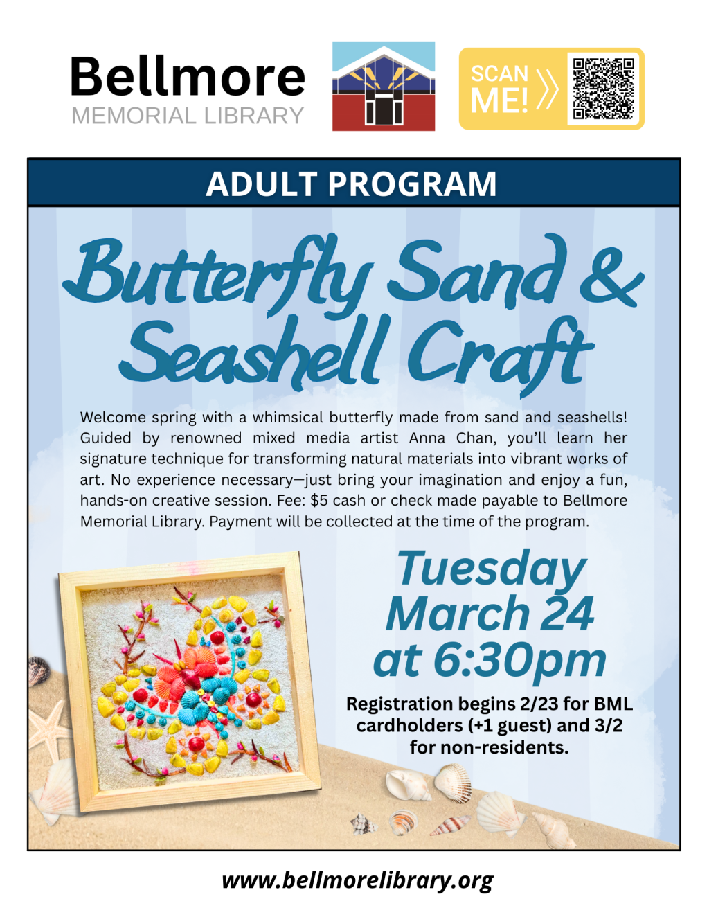 Tuesday, March 24, 2026 | Butterfly Sand & Seashell Craft | Bellmore ...