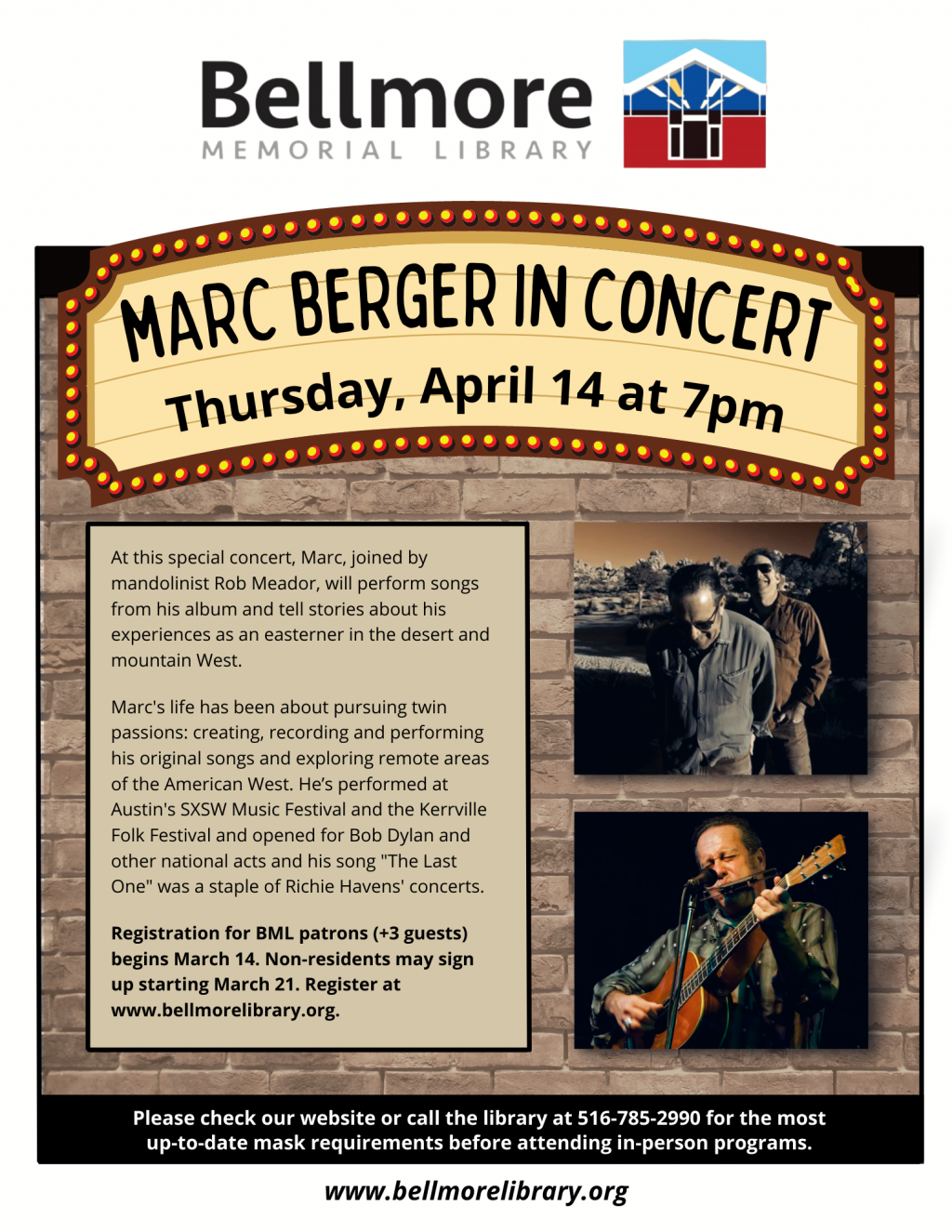 Thursday, April 14, 2022 | Marc Berger in Concert | Bellmore Memorial ...