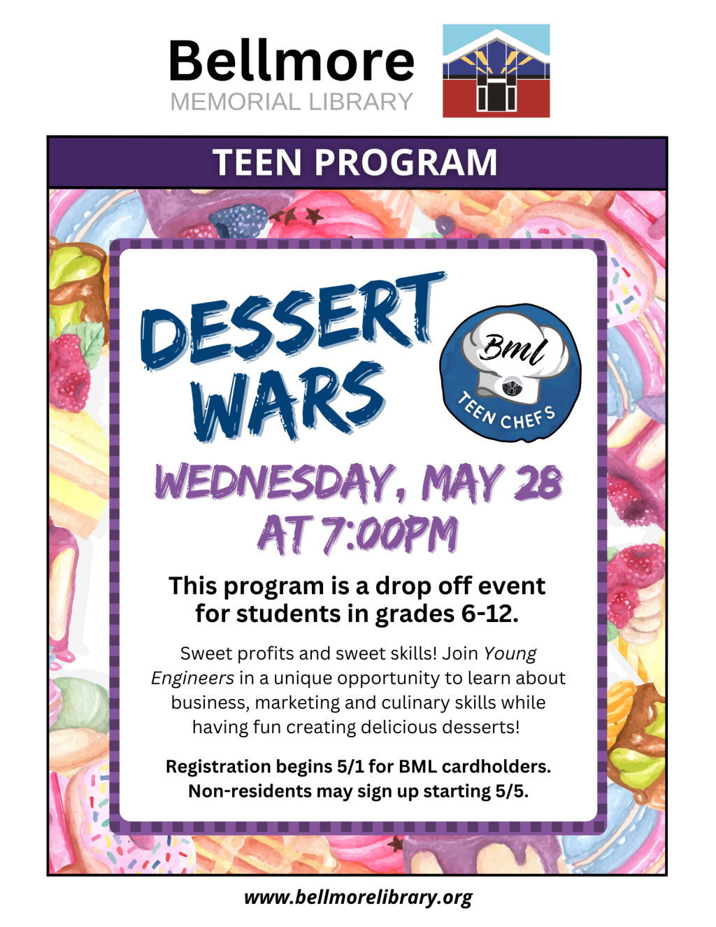 Wednesday, May 28, 2025 | Teen Cooking: Dessert Wars | Bellmore ...